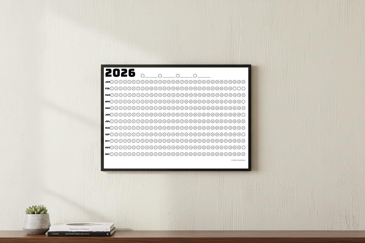 2026 Progress Tracker Calendar | Printable Yearly Wall Planner (PDF) - Etsy