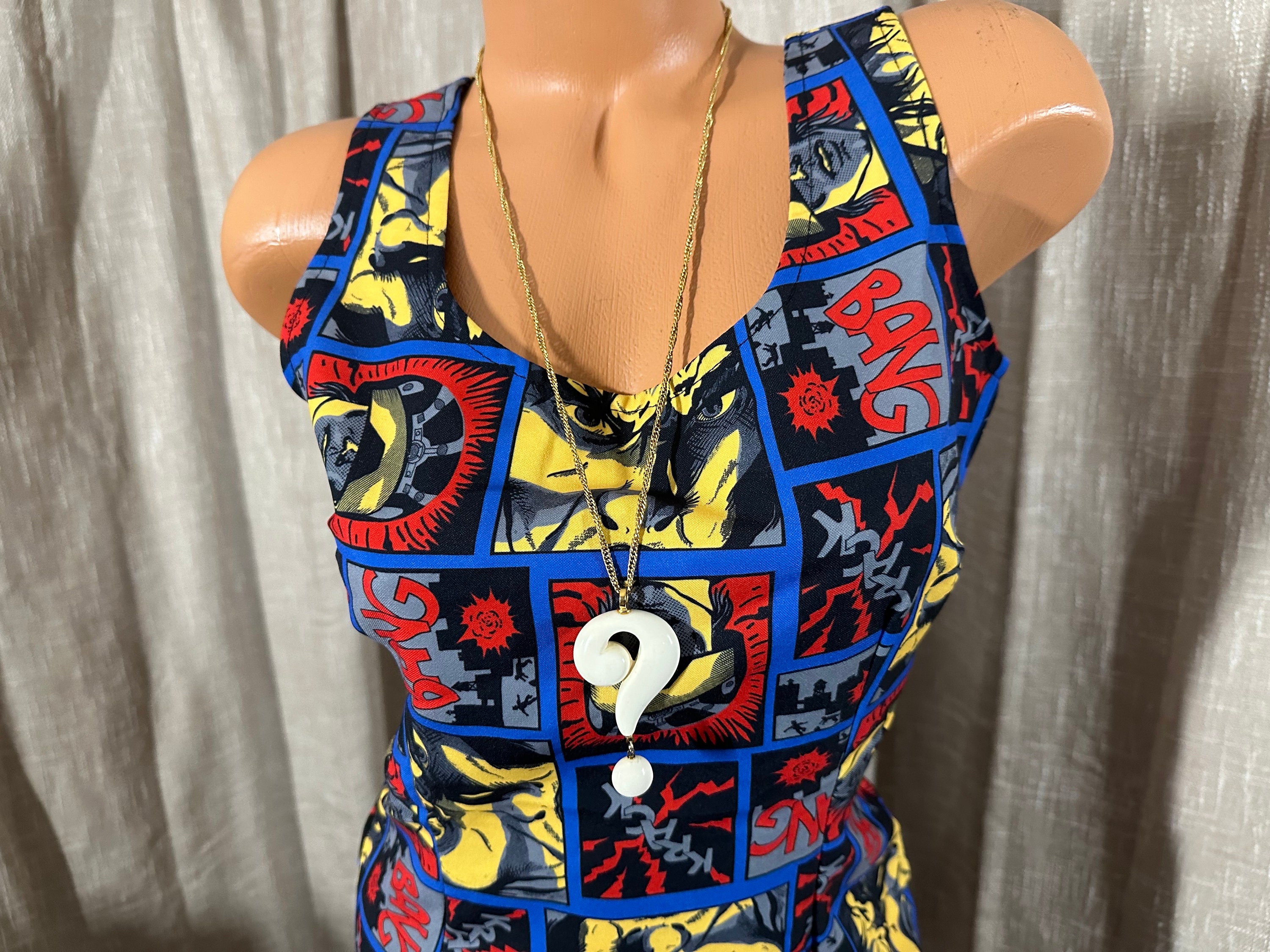 NOS Vintage 1990s Comic Strip Club Tank Dress W/op Art Superhero Print ...