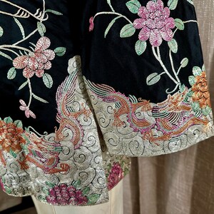 Vintage 1920s Chinese Kimono Jacket W/art Deco Silver Bullion Trapunto Embroidered Dragons ...