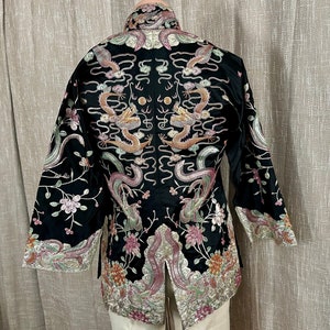 Vintage 1920s Chinese Kimono Jacket W/art Deco Silver Bullion Trapunto Embroidered Dragons ...