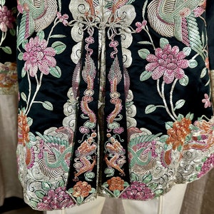 Vintage 1920s Chinese Kimono Jacket W/art Deco Silver Bullion Trapunto Embroidered Dragons ...