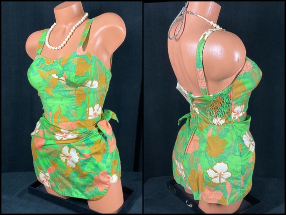 Hawaiian Siren Vintage 1950s 1960s Pinup Sarong Swims… - Gem