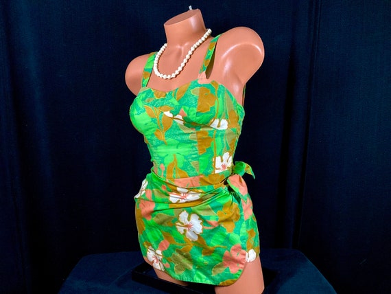 Hawaiian Siren Vintage 1950s 1960s Pinup Sarong Swims… - Gem
