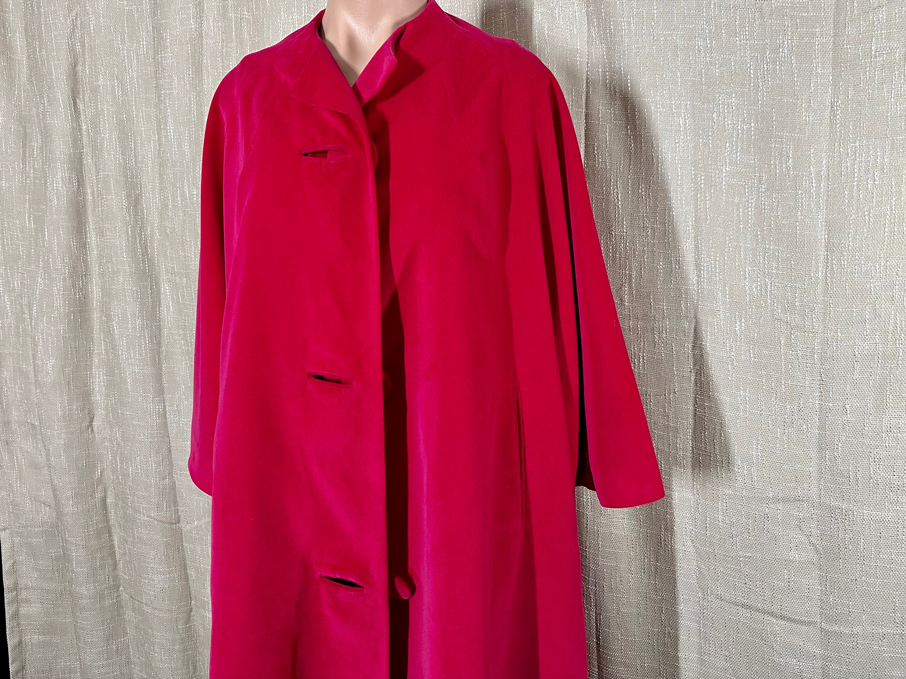 Vintage 1950s 1960s Stunning Hot Pink Velvet Swing Coat W/marguerite ...