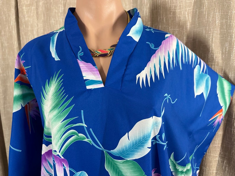 Vintage 1970s Floaty Hawaiian Maxi Dress Caftan Kaftan W/bird of ...