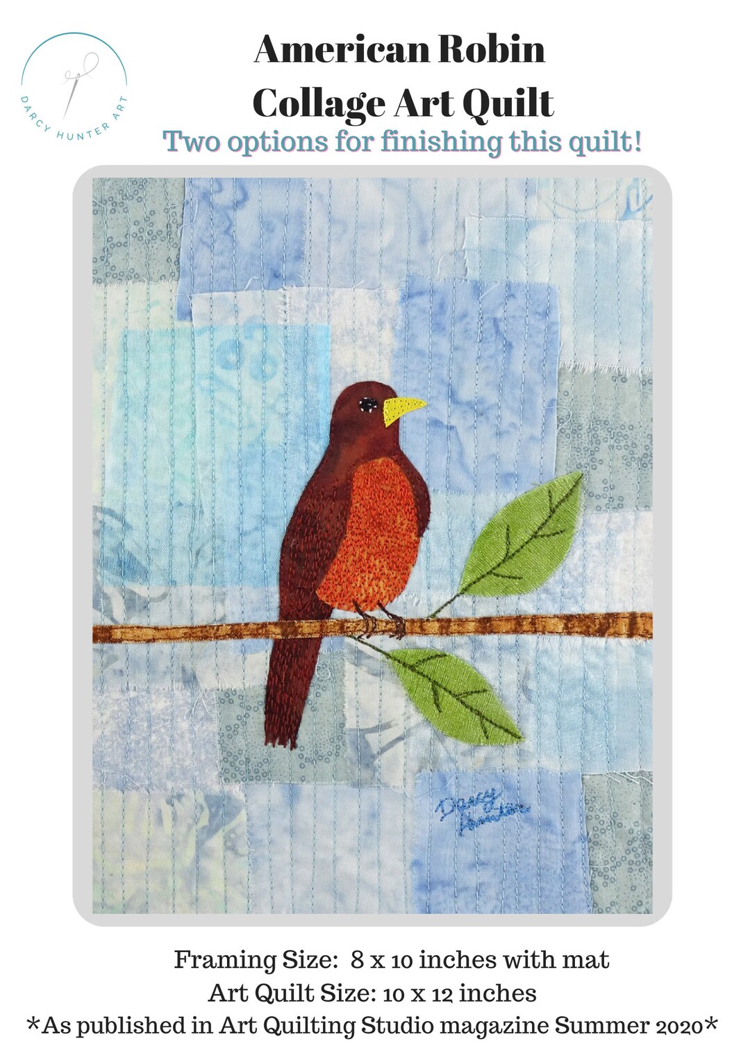 Art QUILT PAPER PATTERN Robin / Bird Quilt Pattern / Quilting Patterns ...