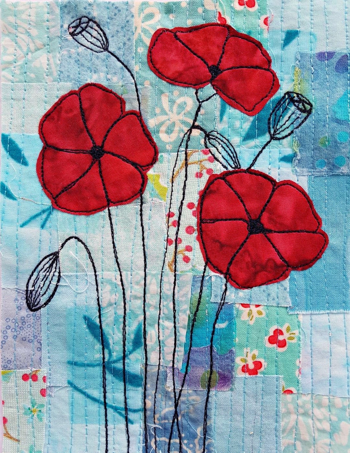 PDF Art QUILT PATTERN Poppies / Floral Quilt Pattern / Flower Quilting ...