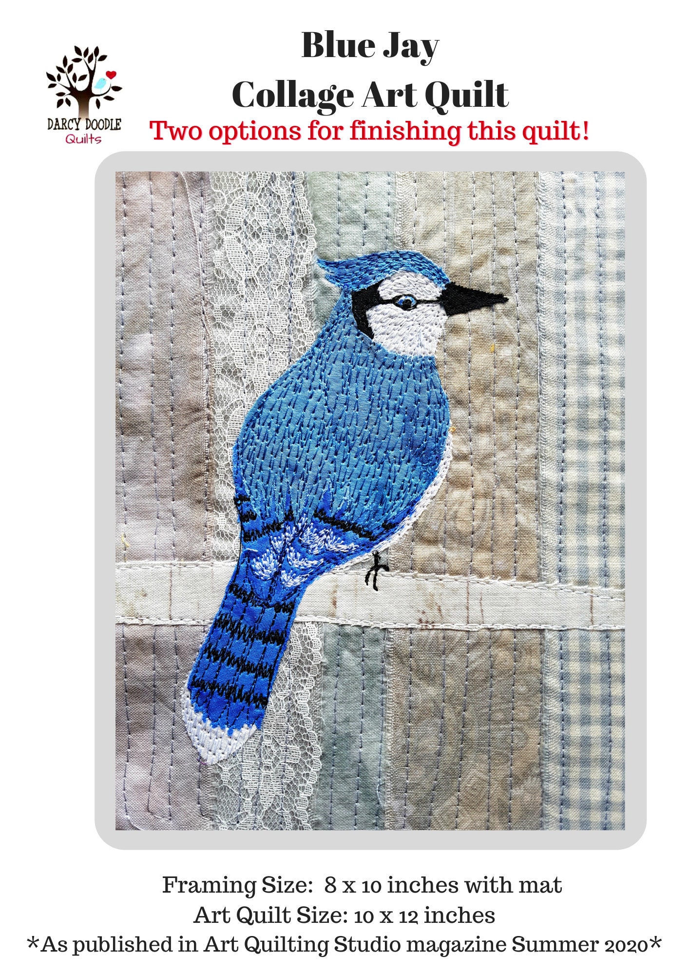 PDF Art QUILT PATTERN Blue Jay / Bird Quilt Pattern / Quilting | Etsy