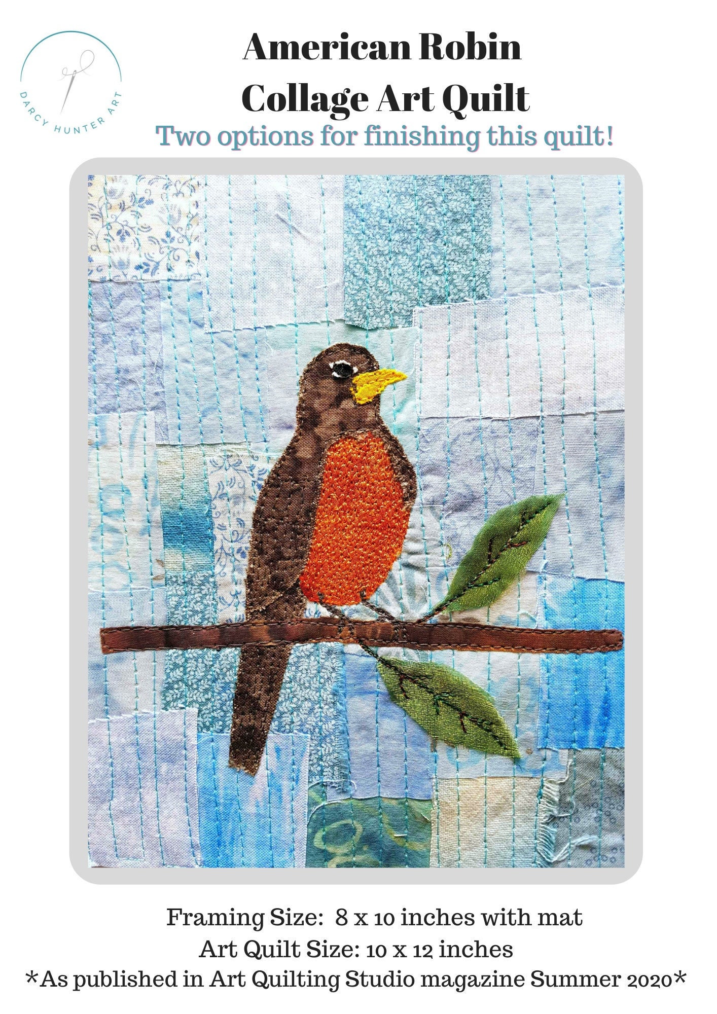 Art QUILT PAPER PATTERN Robin / Bird Quilt Pattern / Quilting | Etsy