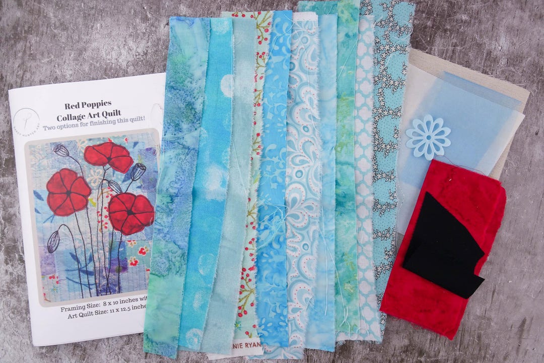 Floral Art Quilt Kit Red Poppy Pattern / Do It Yourself Kit / Gifts for ...