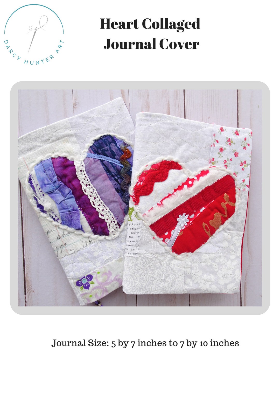 PDF Book Cover PATTERN Heart / Journal Cover Quilt Pattern / Quilting ...