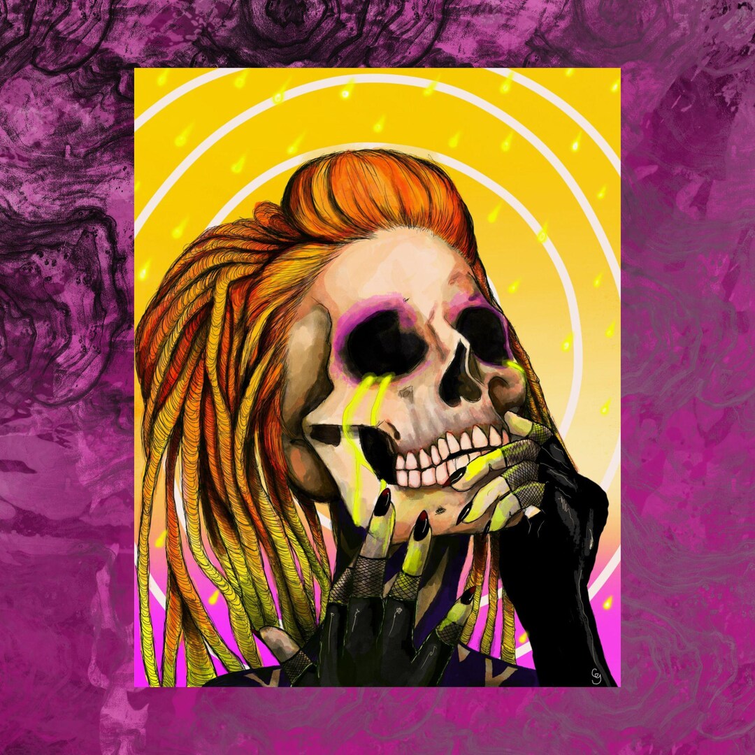 Gothic Skull Woman Poster, Matte Vertical Art Print for Metal Music ...