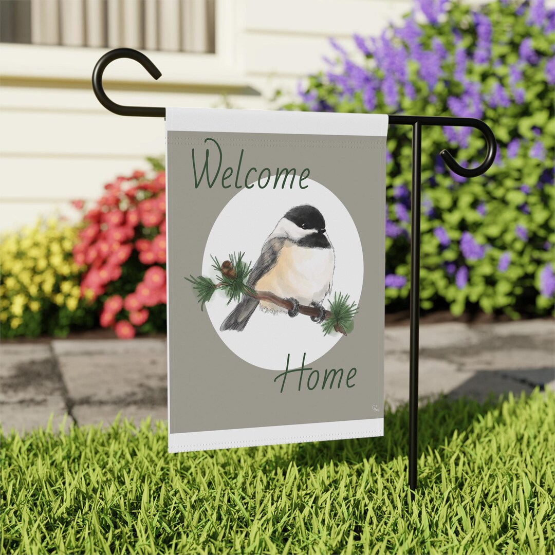 Banner, Chickadee Bird Welcome Home Flag, House Gardening, Garden Decor ...