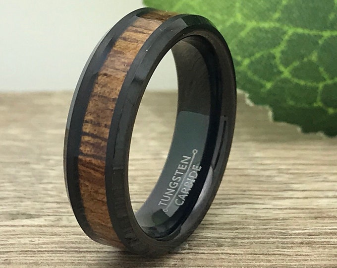 6mm Wood Tungsten Ring Tungsten Wedding Ring,personalize Engrave ...