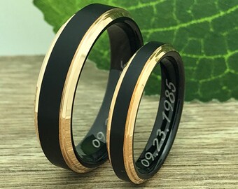 6mm His and Hers Tungsten Rings Personalized Custom Engrave - Etsy
