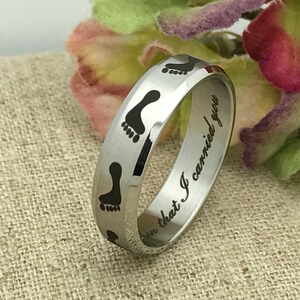 Footprints Ring, Personalize Custom Engrave Stainless Steel Ring ...