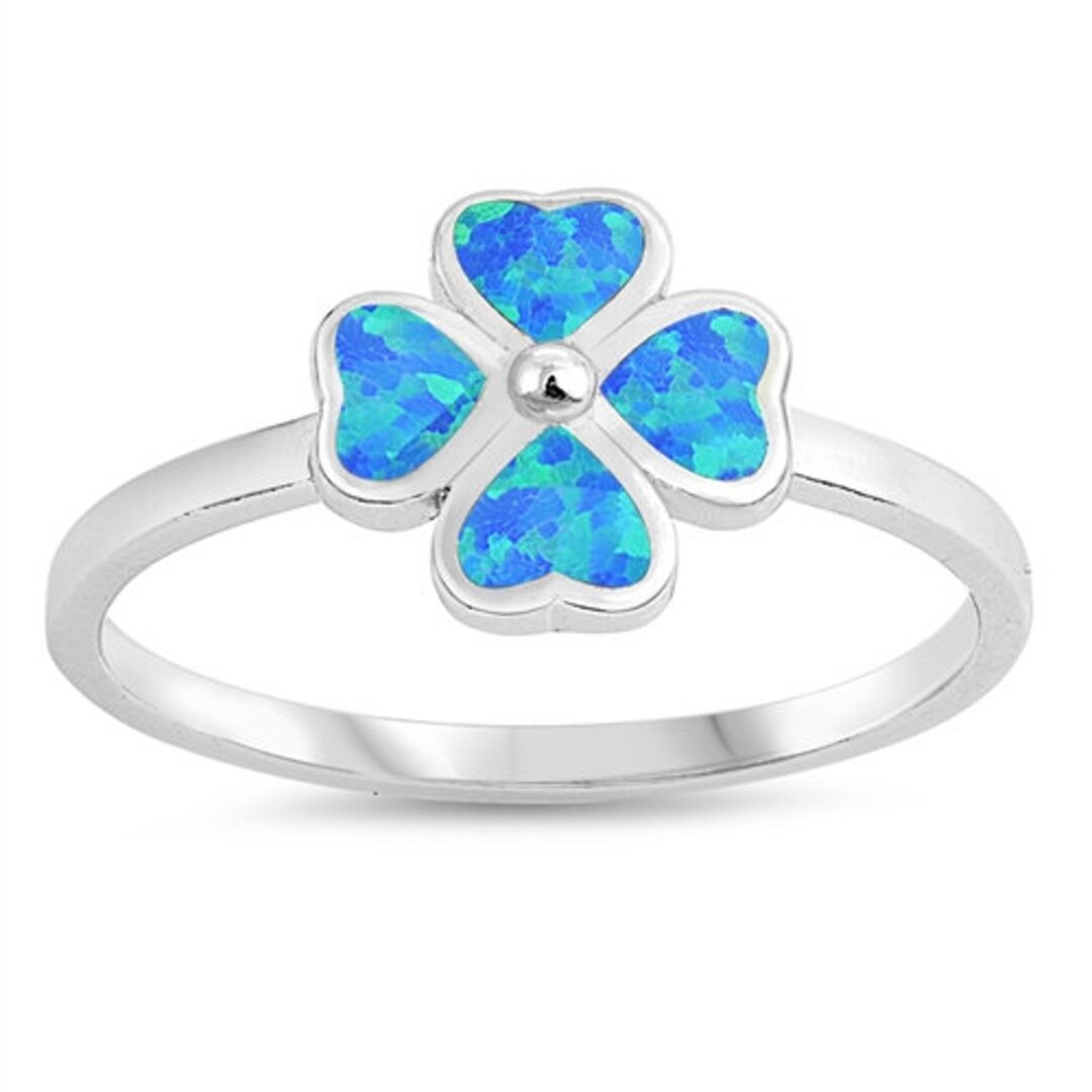 Lab Opal Ring Clover Lab Opal Ring Promise Ring Sterling - Etsy