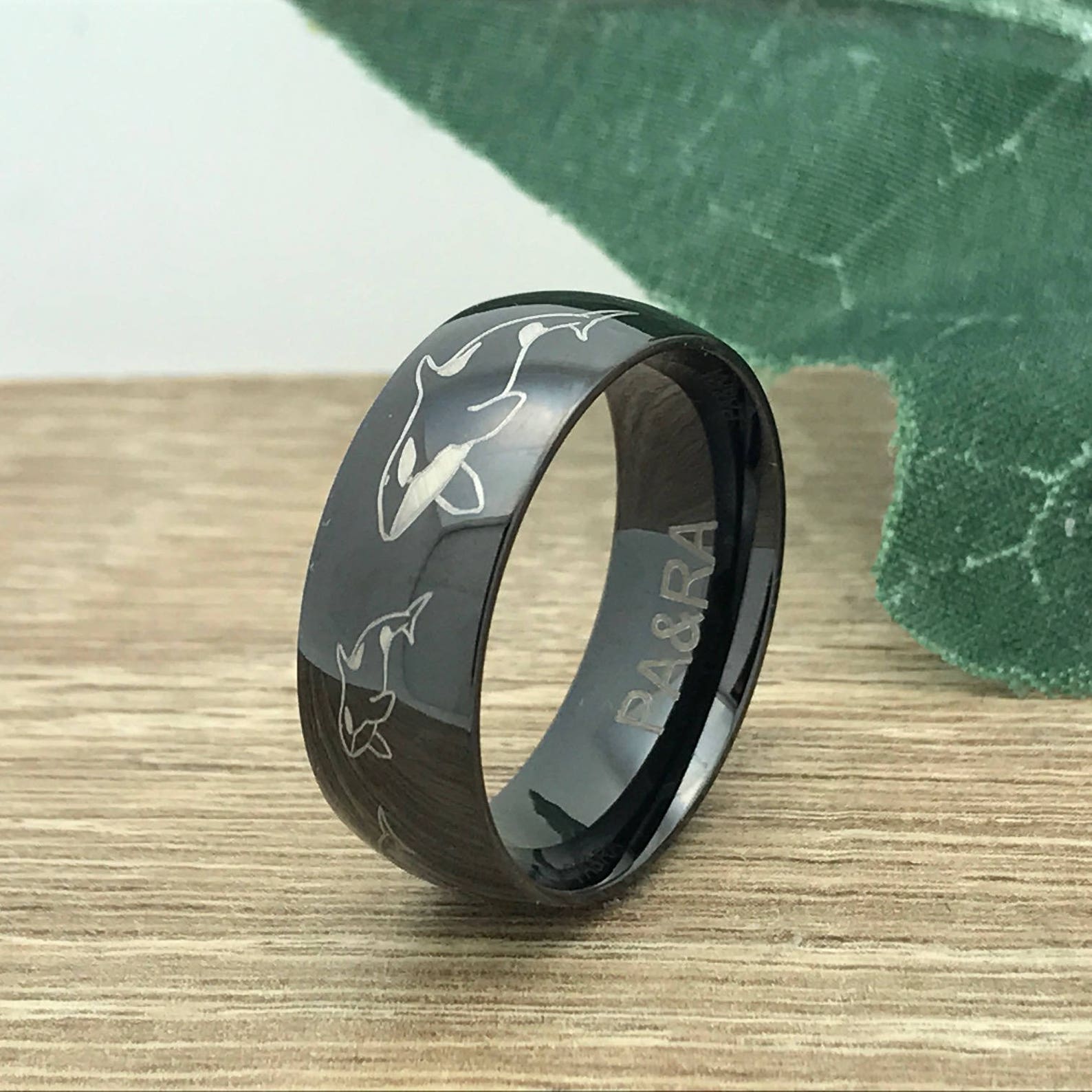 Orca Ring Personalize Custom Engrave Tungsten Ring Black - Etsy