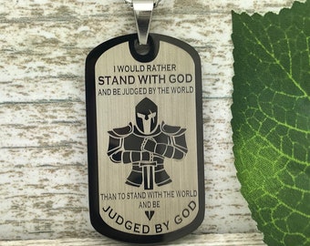 Armor of God Dog Tag Necklace Black Stainless Steel Dog Tag | Etsy