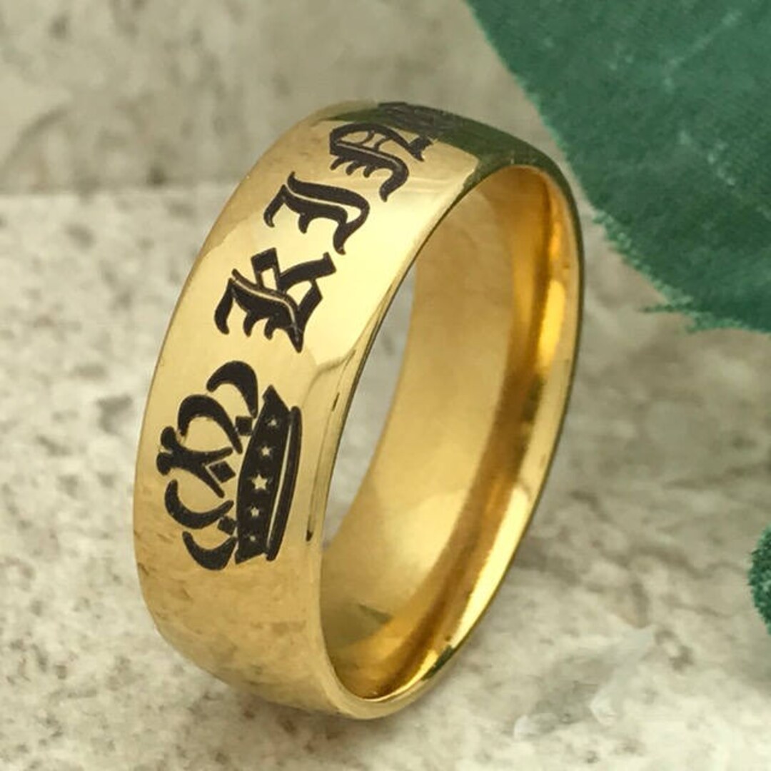 7MM Tungsten Ring Gold Plated Tungsten Wedding Ring Personalized Custom ...