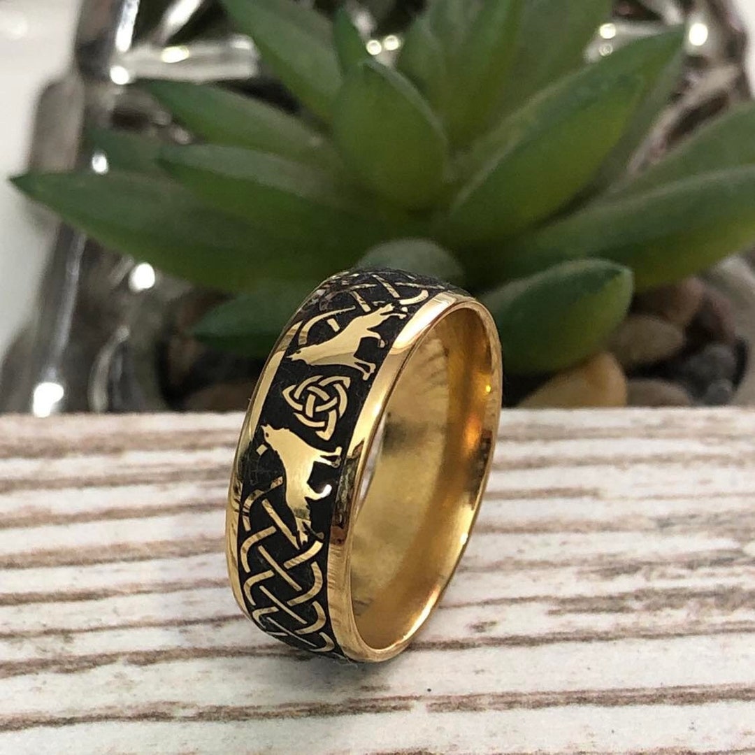 Wolf Ring, Celtic Wolf Ring Stainless Steel Ring With Celtic Wolf ...