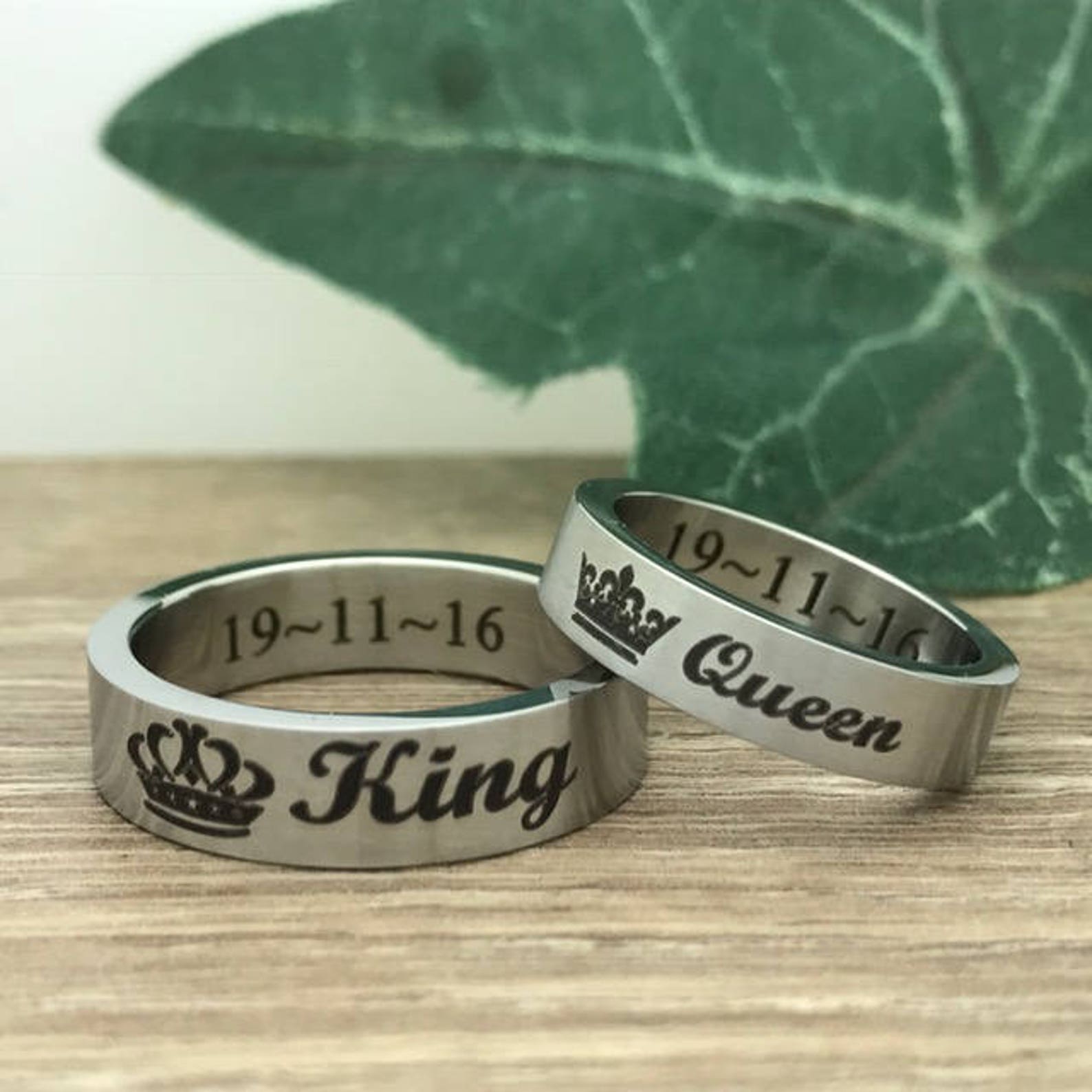 King and Queen Rings Personalized Custom Engrave Stainless - Etsy