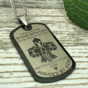 Armor of God Dog Tag Necklace, Men's Black Stainless Steel Dog Tag With ...