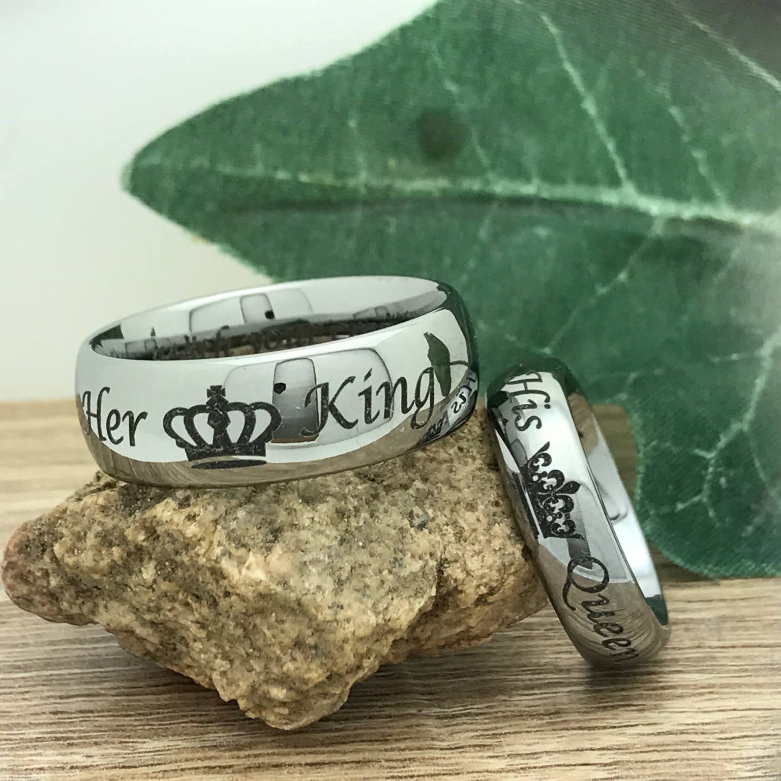 8mm/5.5mm King & Queen Rings Personalized Custom Engrave | Etsy