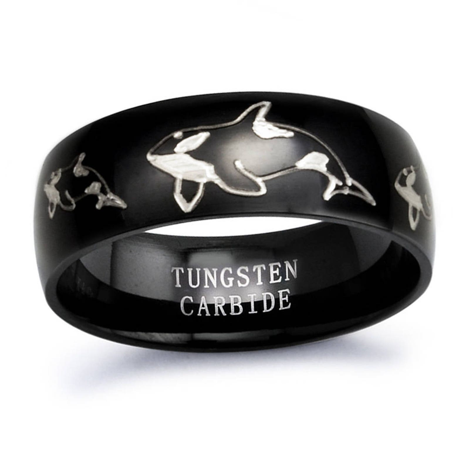 Orca Ring Personalize Custom Engrave Tungsten Ring Black - Etsy