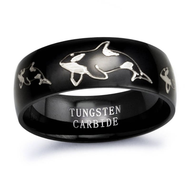 Orca Ring Personalize Custom Engrave Tungsten Ring Black - Etsy