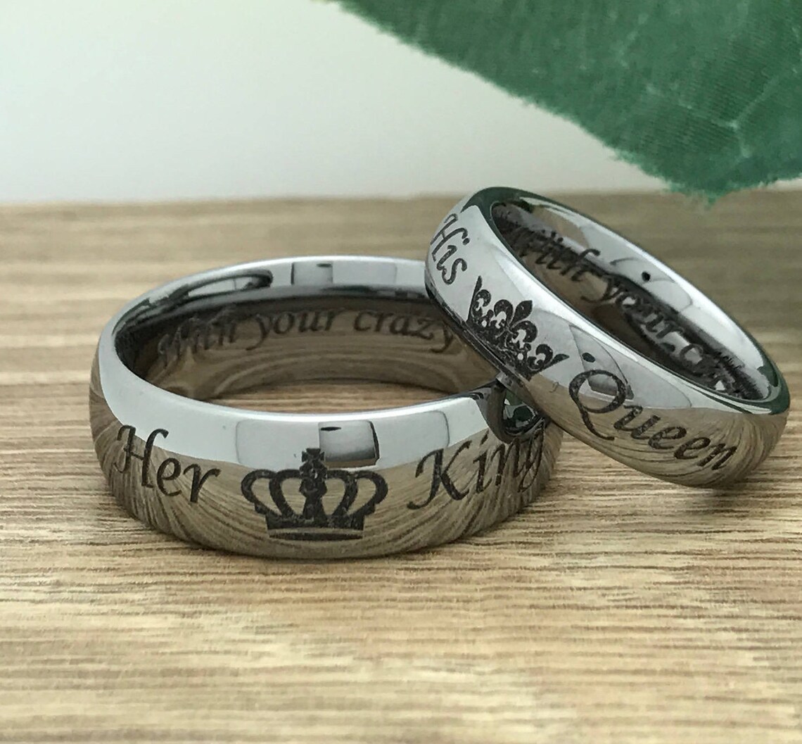 8mm/5.5mm King & Queen Rings Personalized Custom Engrave - Etsy