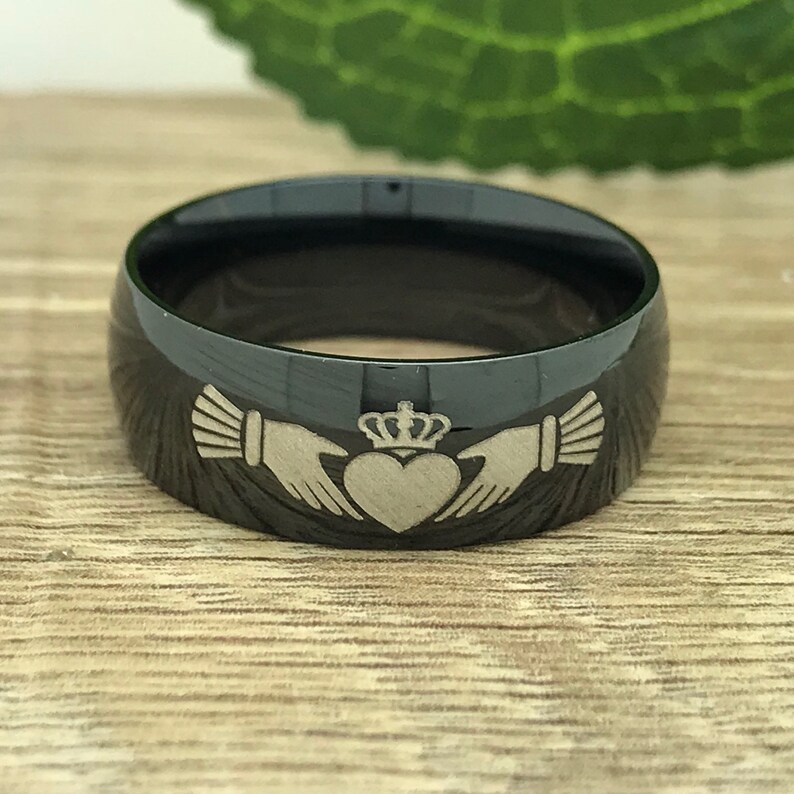 8mm Claddagh Ring Personalize Custom Engrave Stainless Steel | Etsy