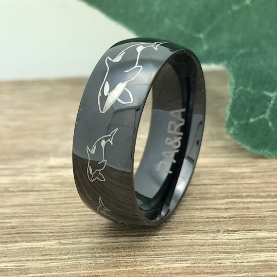 Orca Whale Ring Personalize Custom Engrave Tungsten Ring With - Etsy