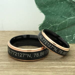 Couples Coordinate Titanium Rings, Personalize Engraved His and Hers ...
