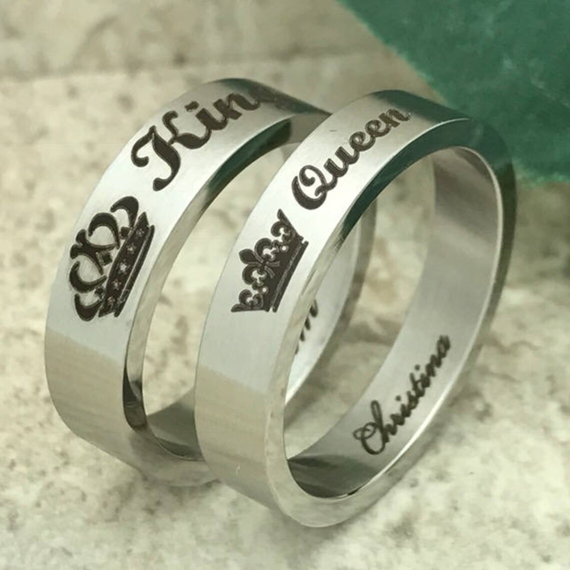 King and Queen Rings Personalized Custom Engrave Stainless - Etsy