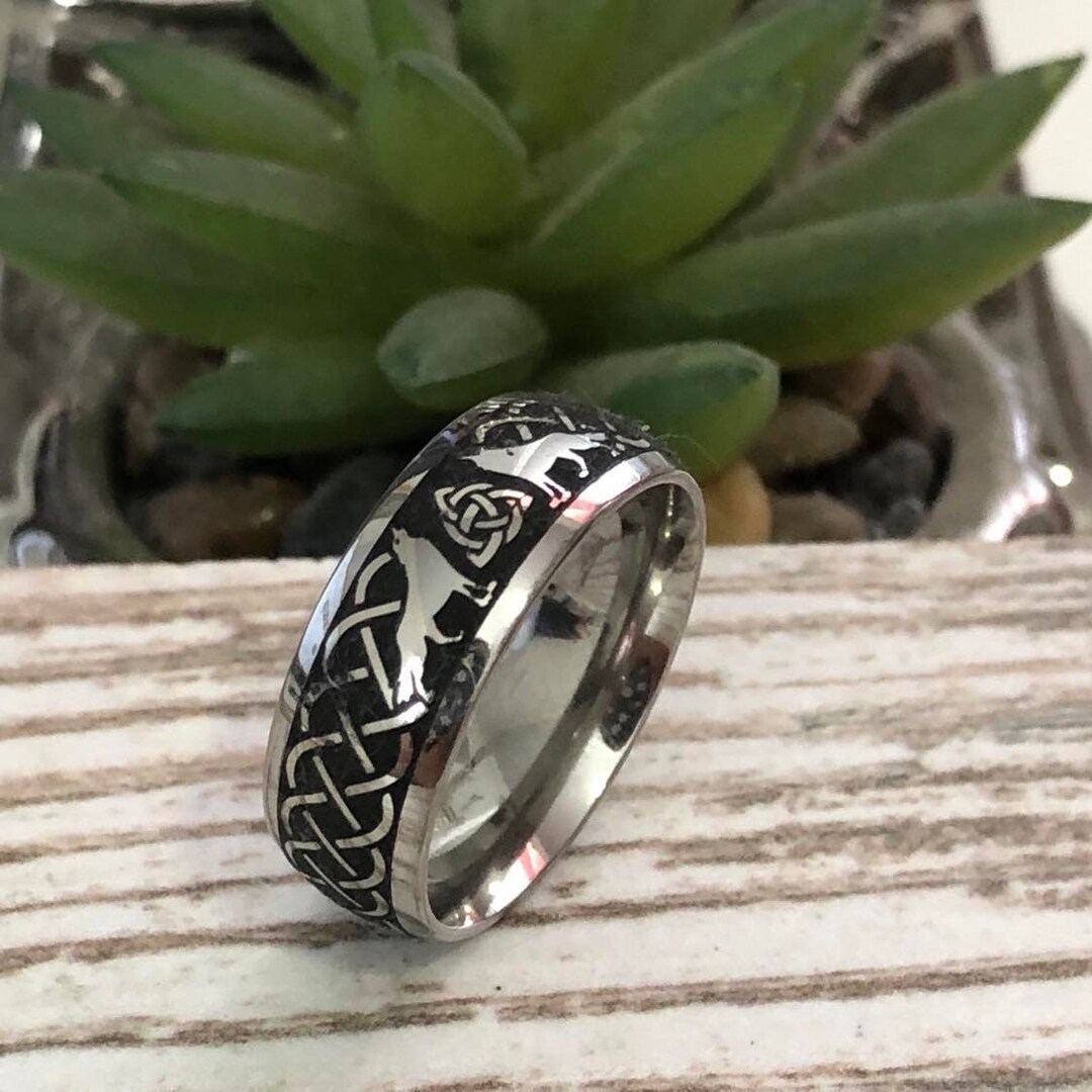 Wolf Ring, Celtic Wolf Ring Stainless Steel Ring With Celtic Wolf ...