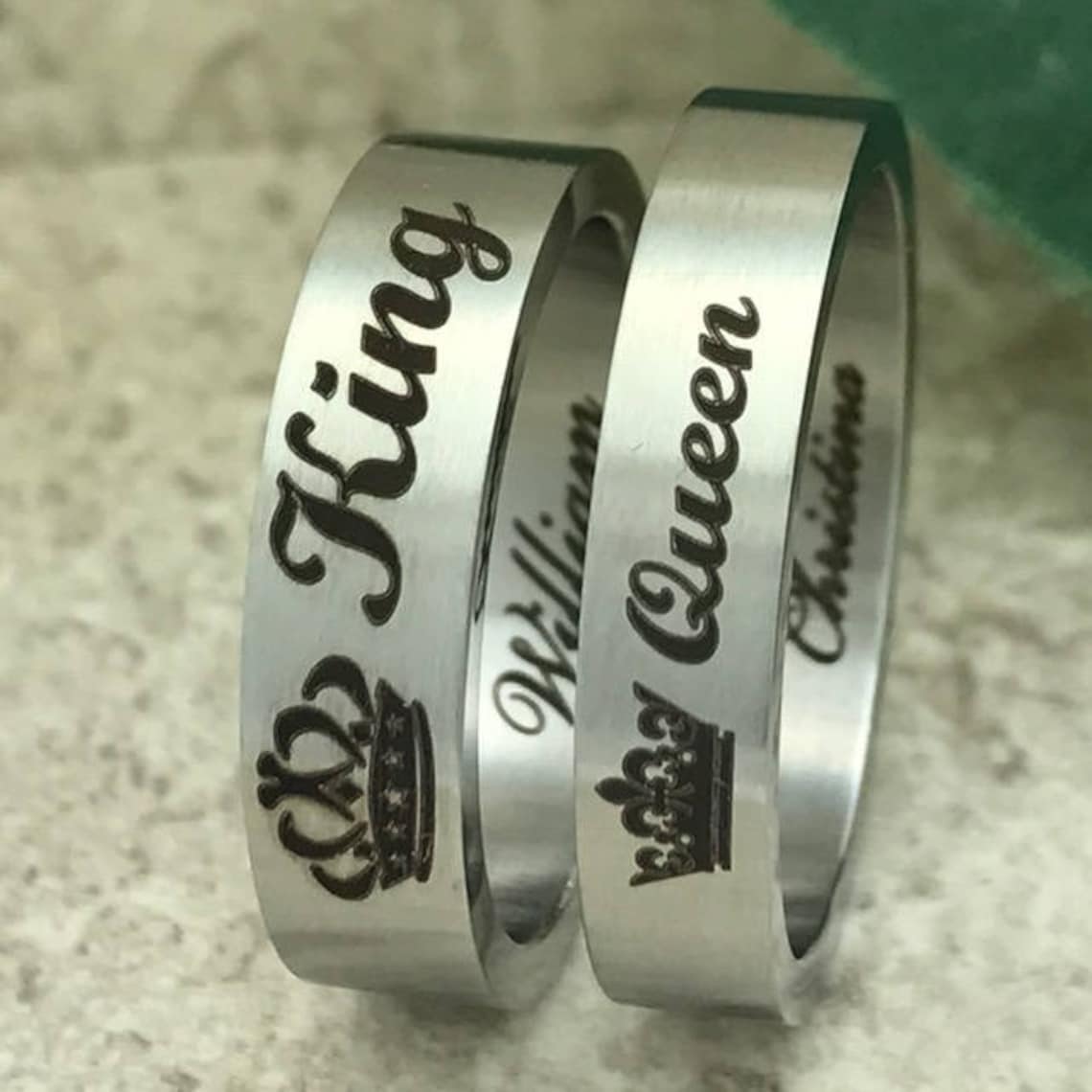 King and Queen Rings Personalized Custom Engrave Stainless - Etsy