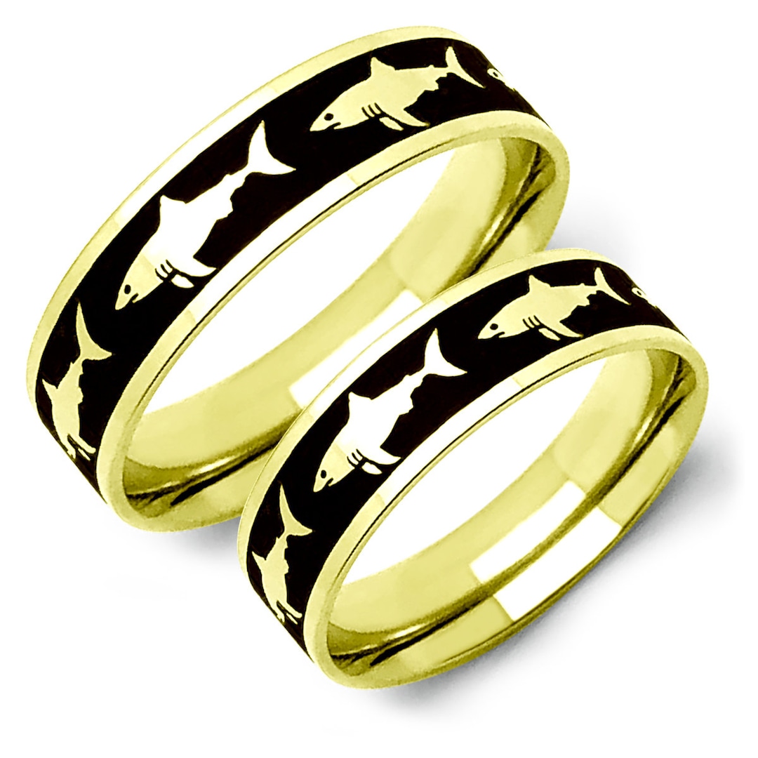 Shark Rings, Hammerhead Shark Rings, 2 Tone Gold Plated Stainless Steel ...