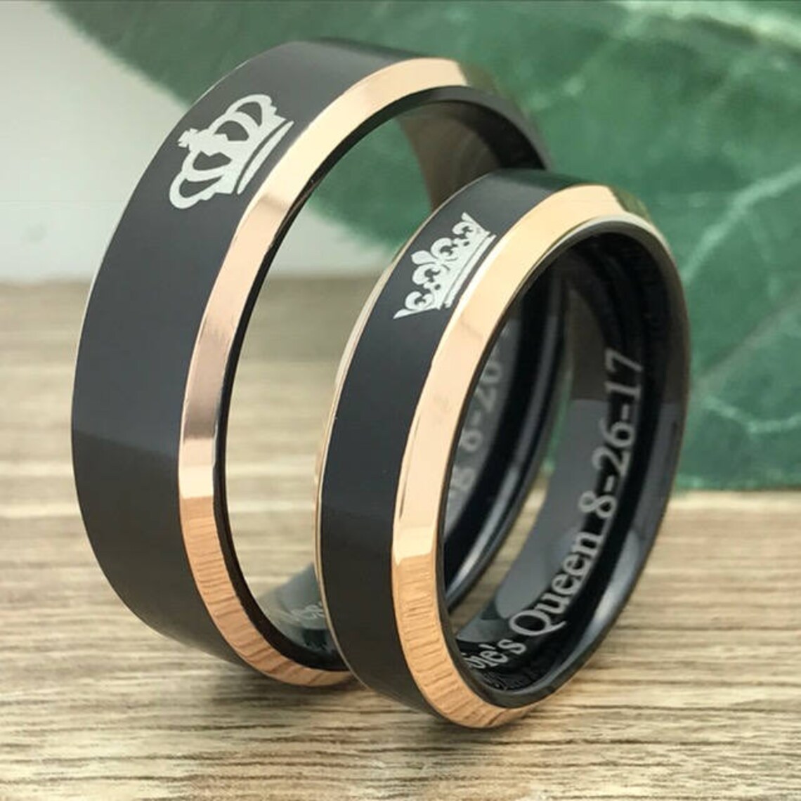 8MM/6MM King and Queen Rings Personalized Custom Engrave King | Etsy