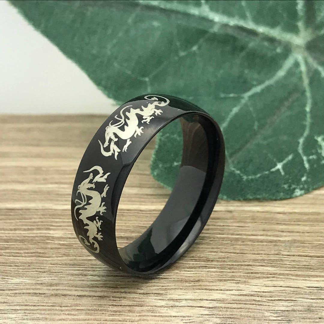 Dragon Ring, Personalize Custom Engrave Tungsten Ring With Dragon ...