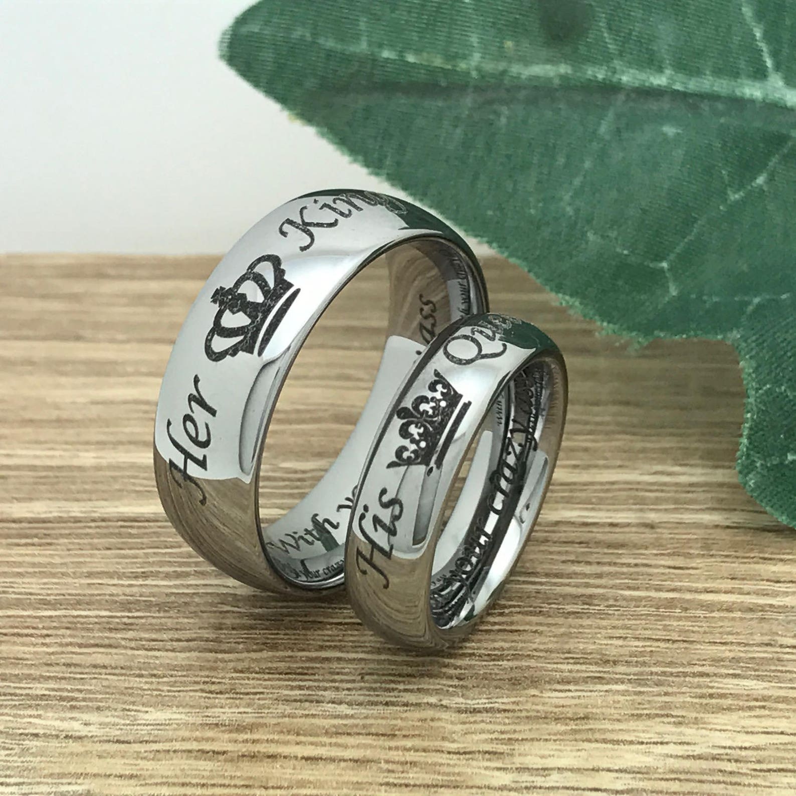 8mm/5.5mm King & Queen Rings Personalized Custom Engrave - Etsy