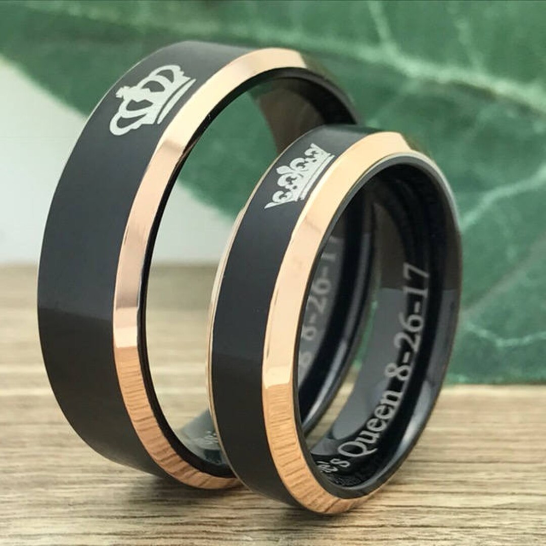 8MM/6MM King and Queen Rings Personalized Custom Engrave King - Etsy