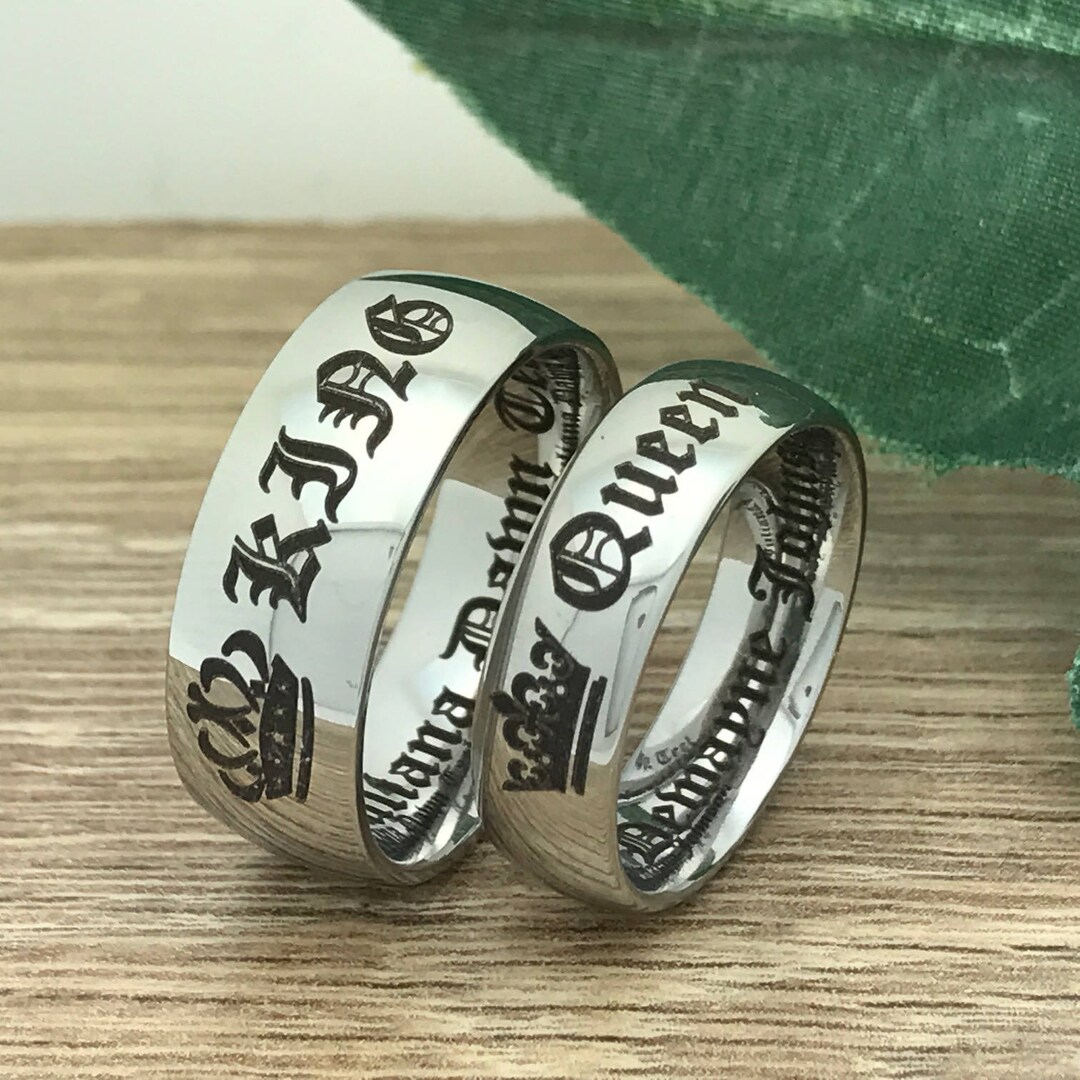 8mm/6mm King & Queen Rings, Personalized Custom Engrave Titanium Rings ...