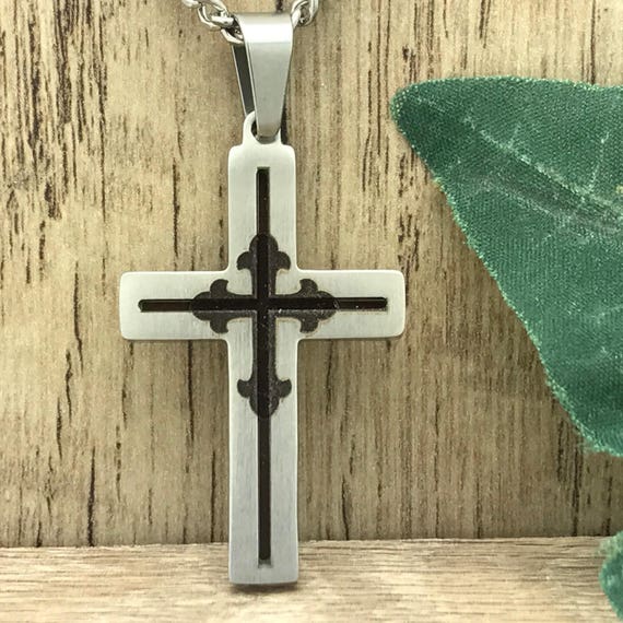 Cross Necklace Personalize Engrave Cross Necklace Stainless | Etsy