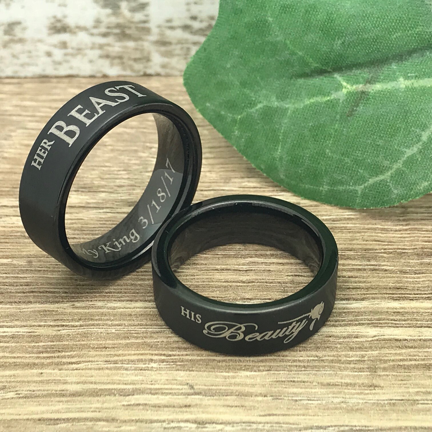 Tungsten Wedding Band His Beauty Her Beast Rings | Etsy