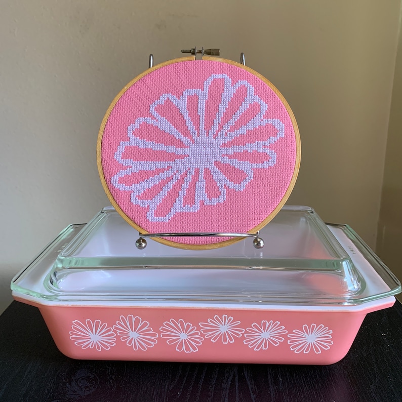 Pyrex Pink Daisy Cross Stitch Pattern PDF - Etsy