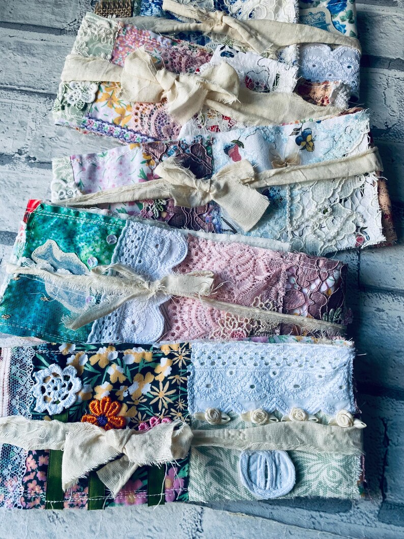 Fabric Snippet Roll, Handmade , Perfect Junk Journal Embellishments ...