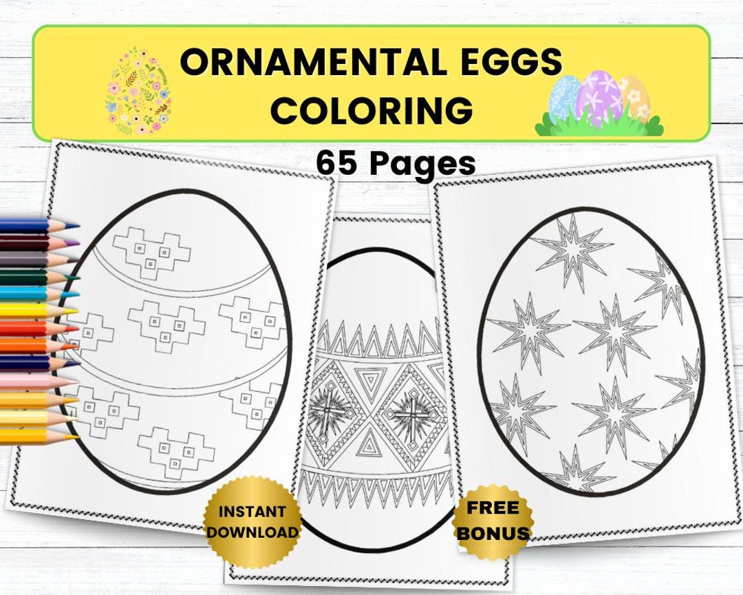 Easter Coloring Pages Ornamental Eggs Easter Colouring for Kids ...