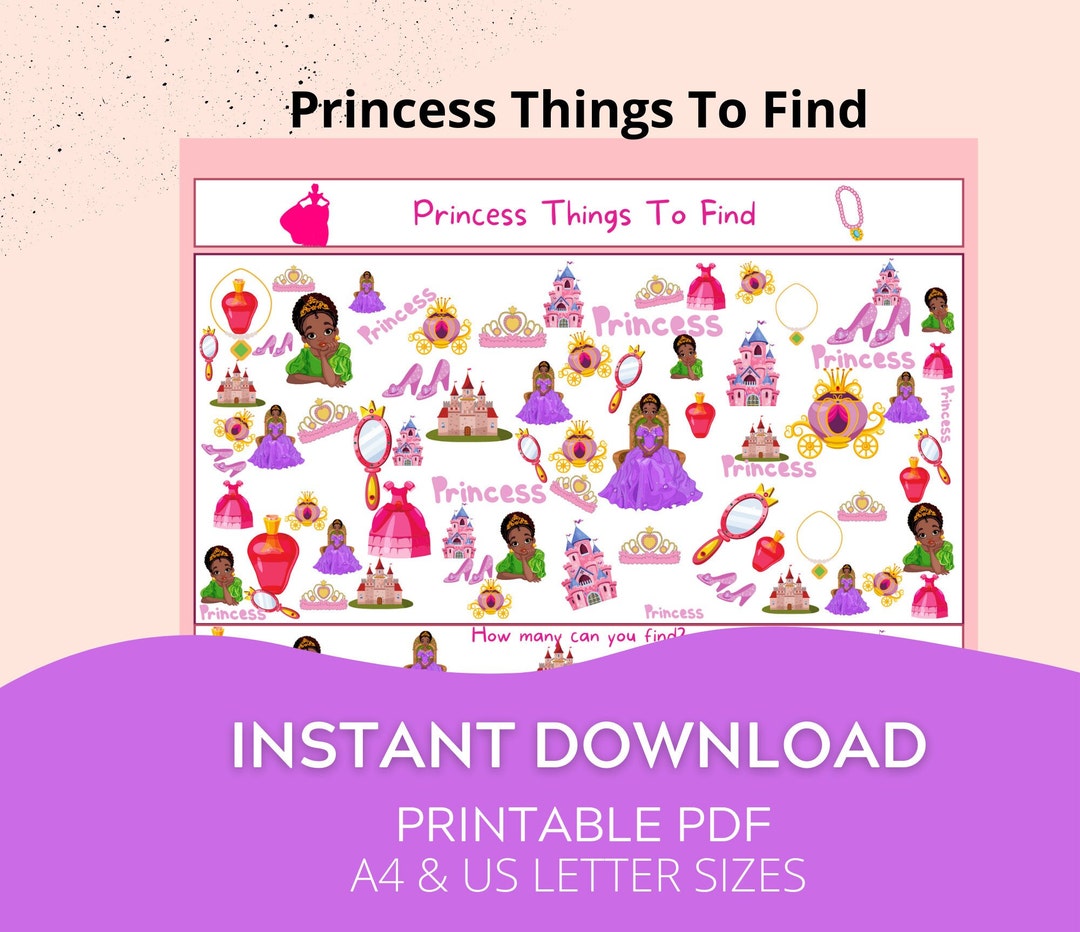 Princess Things to Find Printable I Spy Game Search Count Write ...