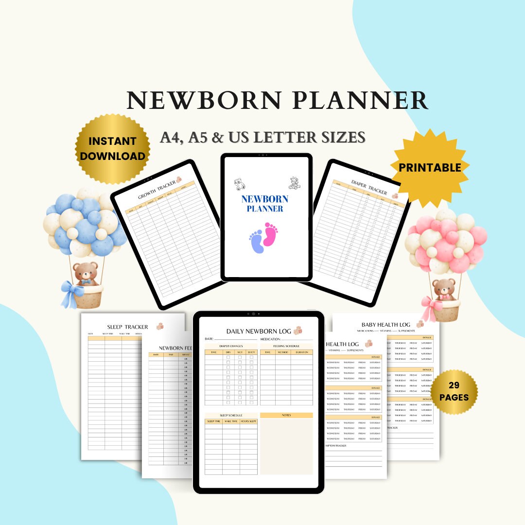 Printable Newborn Baby Planner, Baby Log, Baby Milestones Tracker, New ...